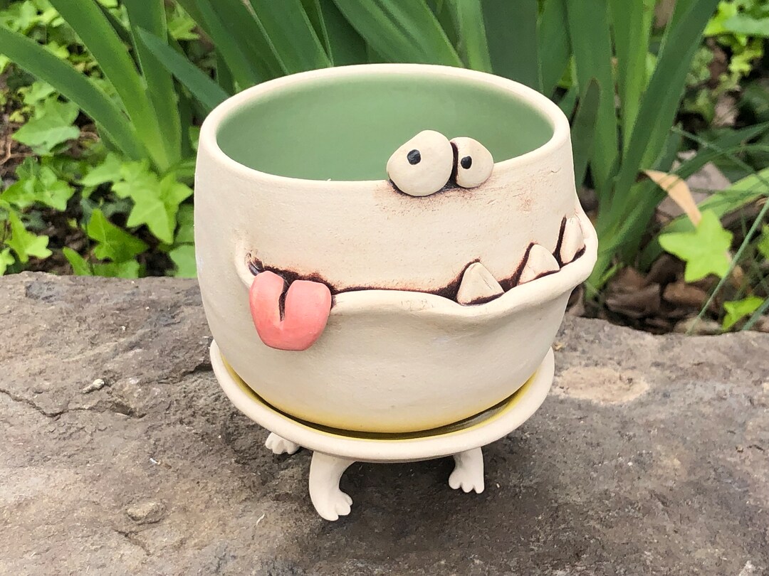 LARGE GOOFY Sage Green and Lemon Yellow Potbellied Pothead Succulent ...