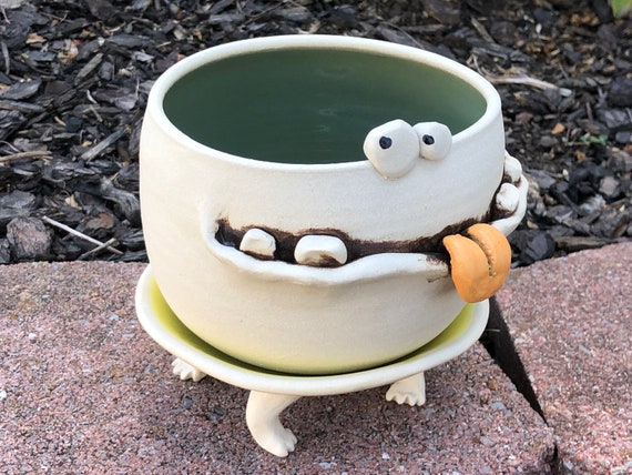 X-LARGE GOOFY Sage Green and Lemon Yellow Potbellied Pothead - Etsy