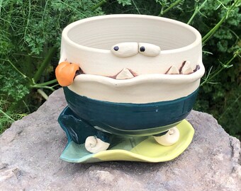 GOOFY Teal Green and Sage Green Potbellied Pothead Succulent Planter ...