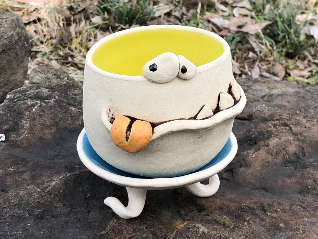 GOOFY Lemon Yellow and Turquoise Blue Potbellied Pothead Succulent ...