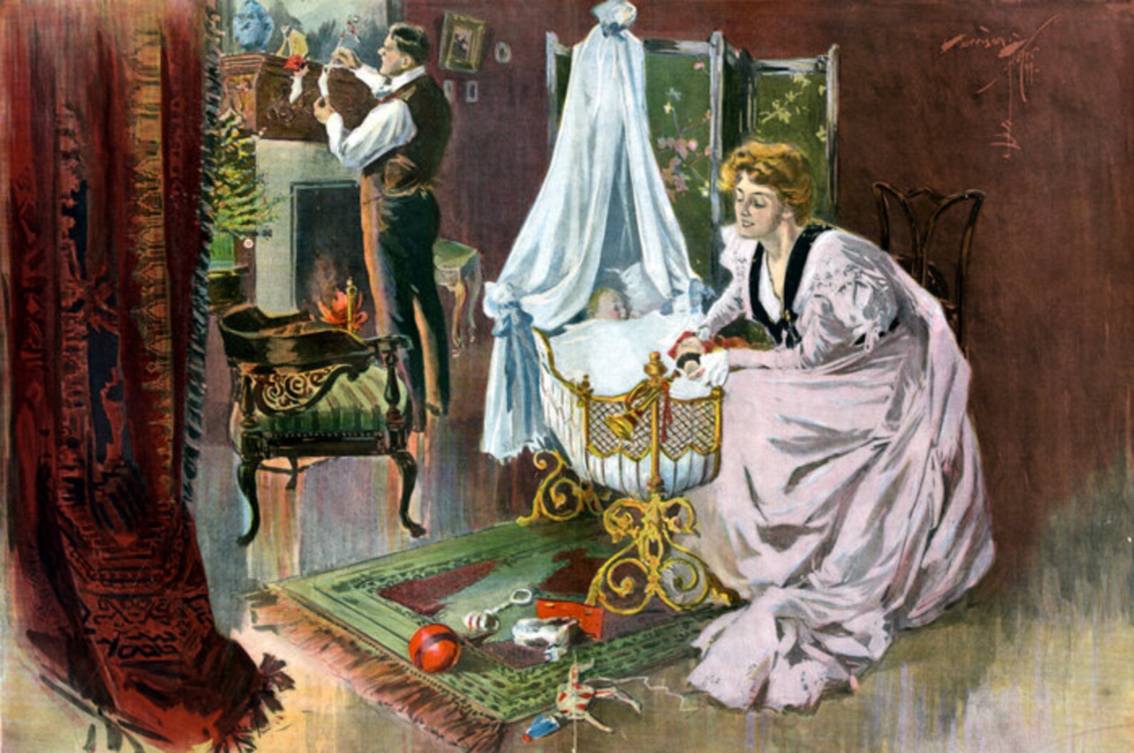 Santa's First Visit, a 4 X 4.5" Christmas Greeting Card - Etsy