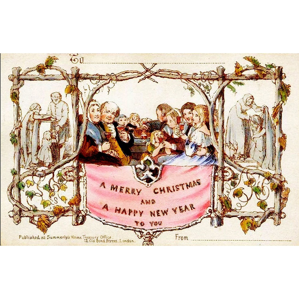 The First Christmas Card, 1843 - Etsy