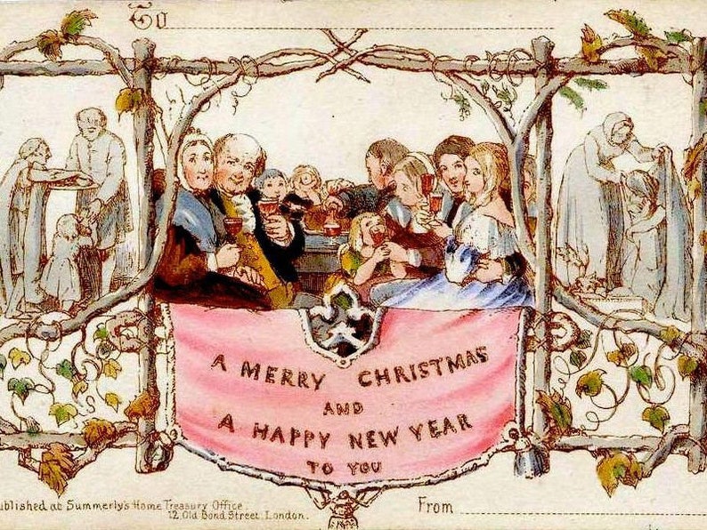 The First Christmas Card, 1843, Set of 10 Cards (232) - Etsy