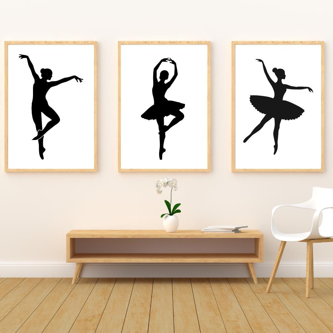 Dance Inspired Wall Decor | 3 Piece Black Ballerina Art Frames | A3 ...