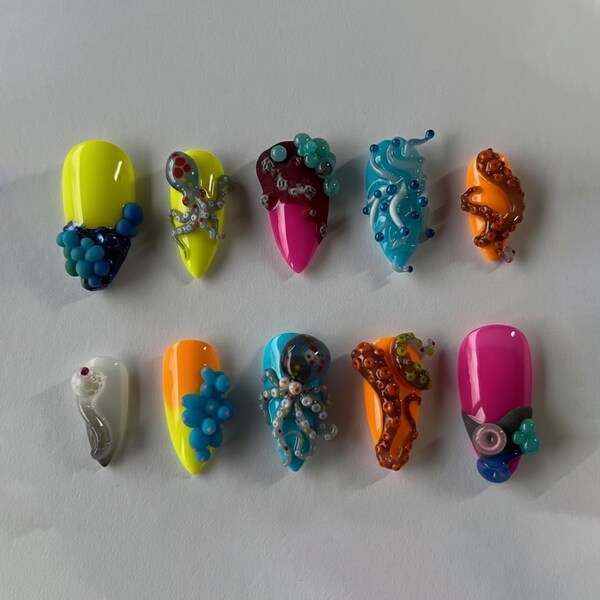 Octopus Nails - Etsy