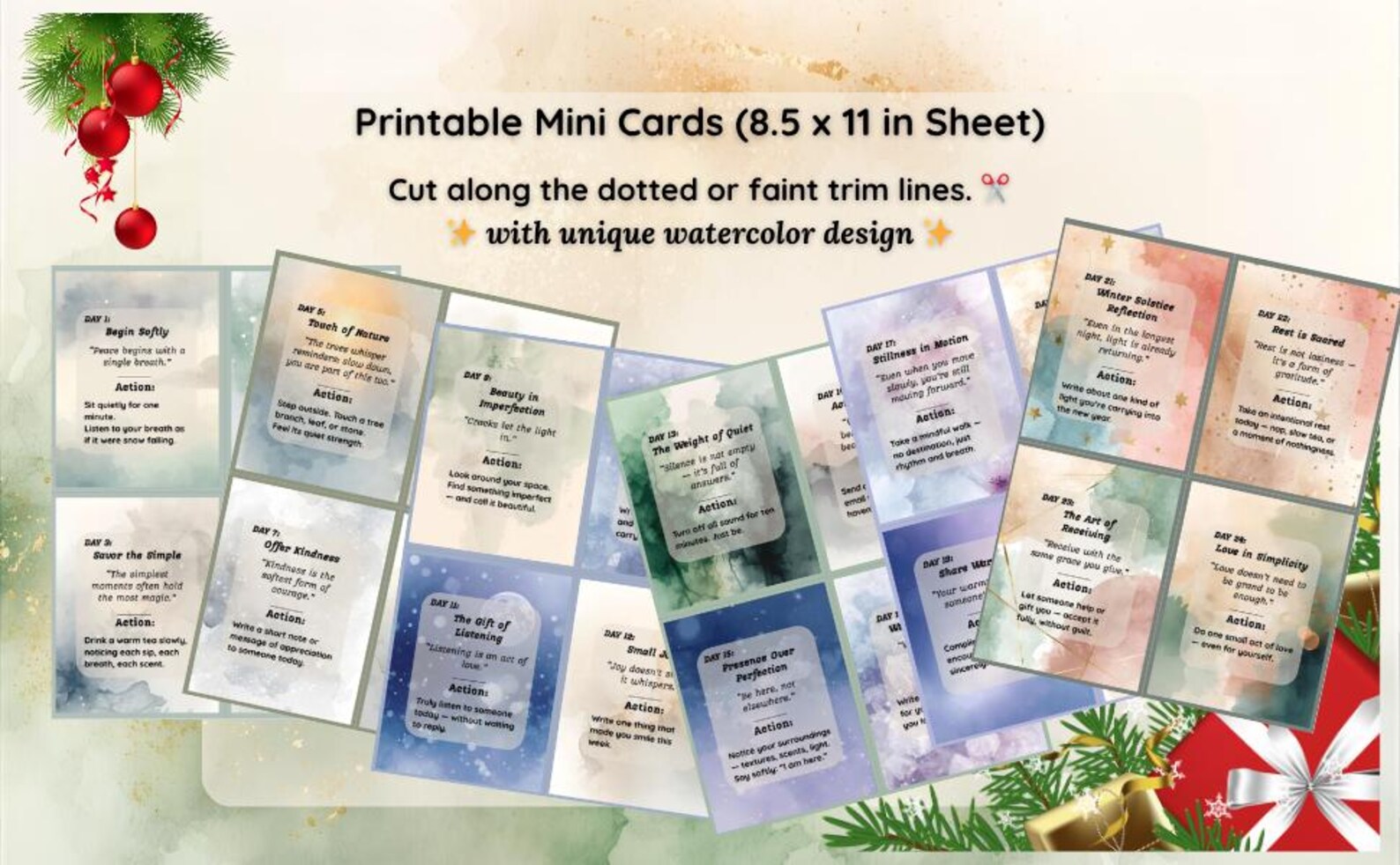 Mindful Advent Calendar With 25 Gratitude Cards – Gratitude Journal ...
