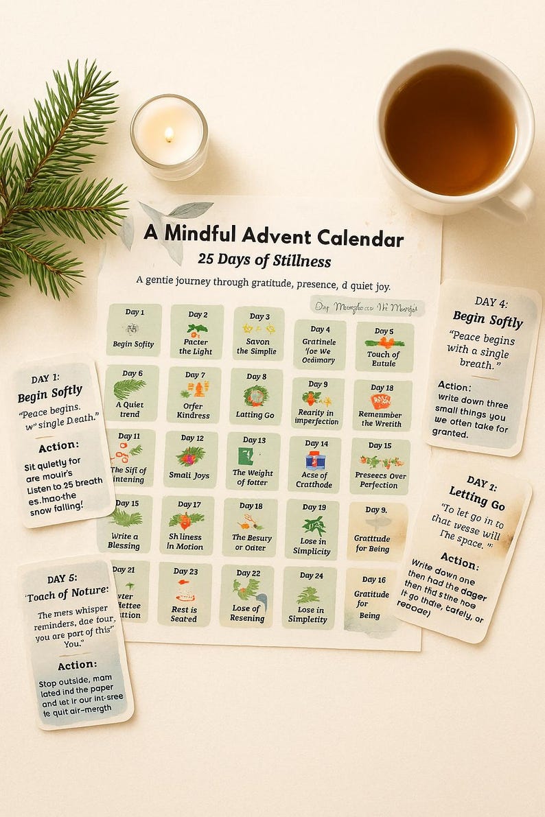 Mindful Advent Calendar With 25 Gratitude Cards – Gratitude Journal ...