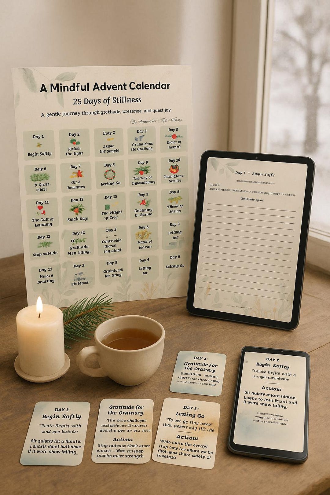 Mindful Advent Calendar With 25 Gratitude Cards – Gratitude Journal ...