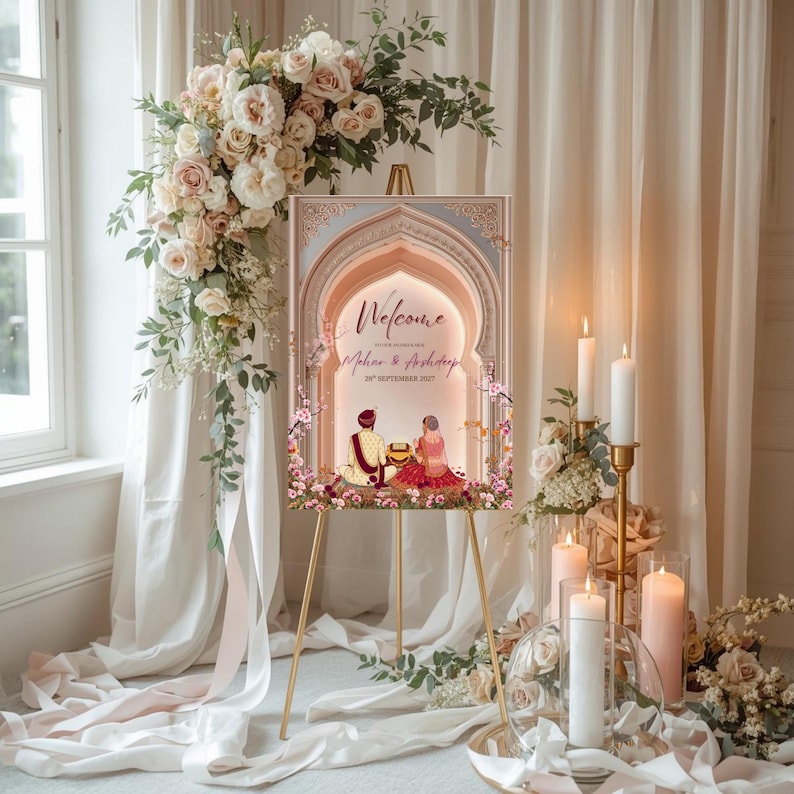 Anand Karaj Welcome Sign | Sikh Wedding Welcome Board - Etsy