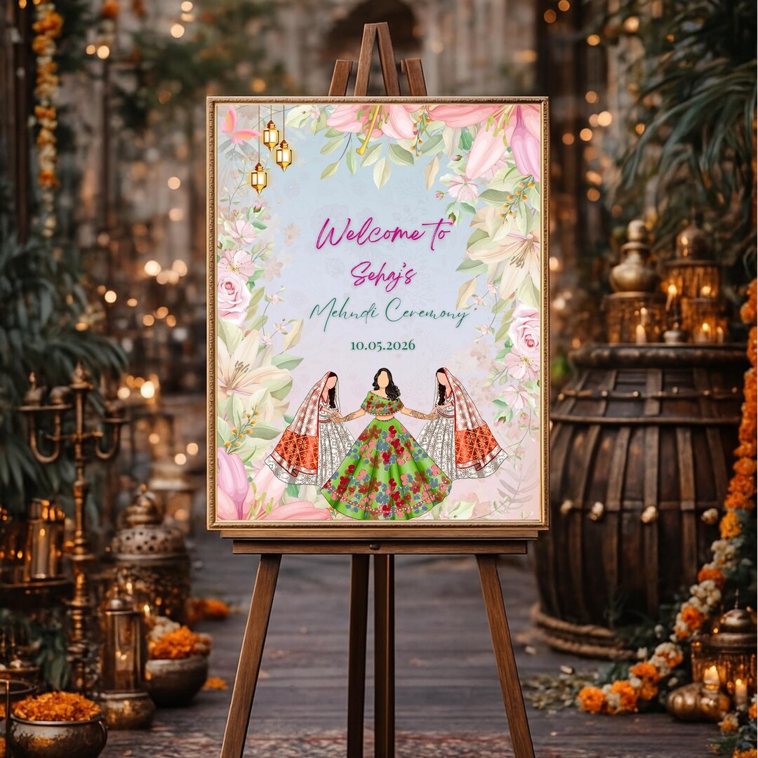 Editable Mehndi Welcome Sign | Indian Wedding Decor - Etsy