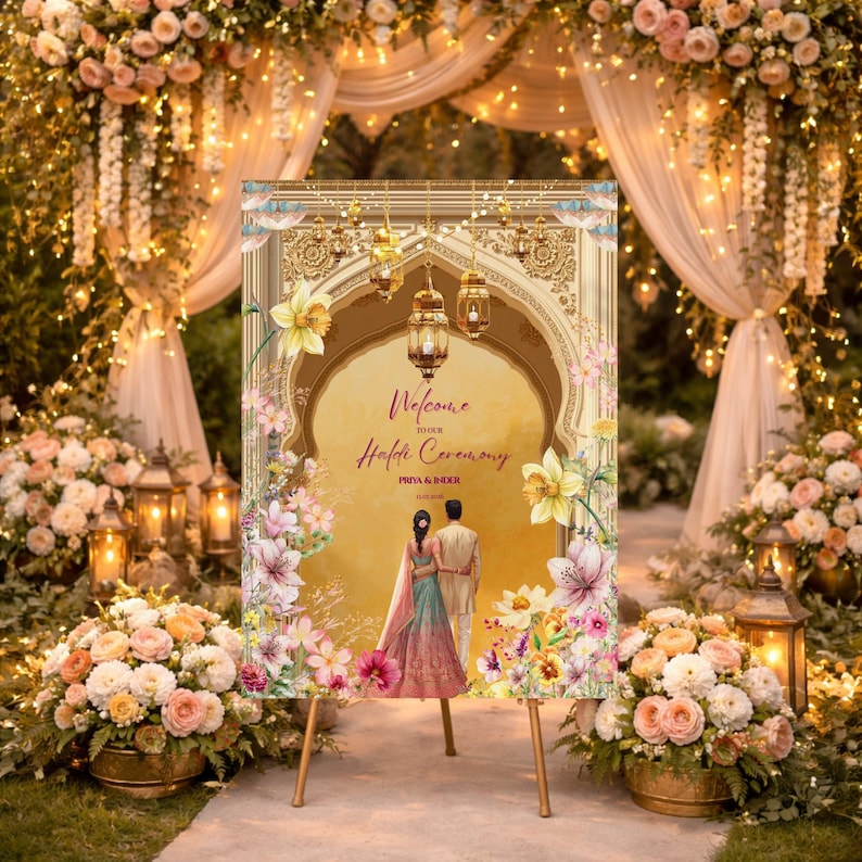 Floral Haldi Welcome Board - Etsy