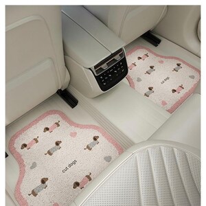 Pink Car Floor Mat (one Piece) – Kawaii Dog & Cat - Etsy