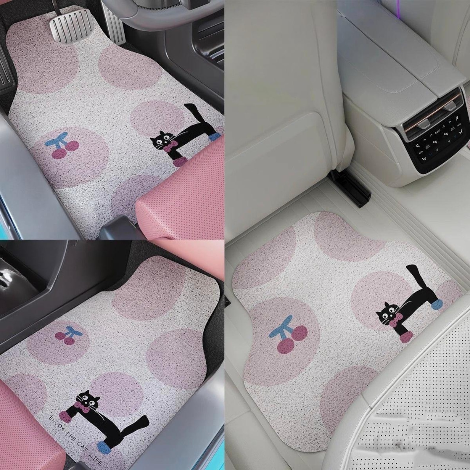 Pink Car Floor Mat (one Piece) – Kawaii Dog & Cat - Etsy