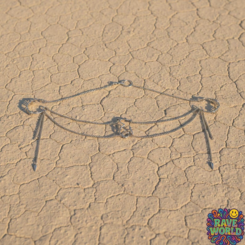 Avant Garde Silver Chain Face Jewelry: Nose Bridge Cuff, Dangle Ear ...