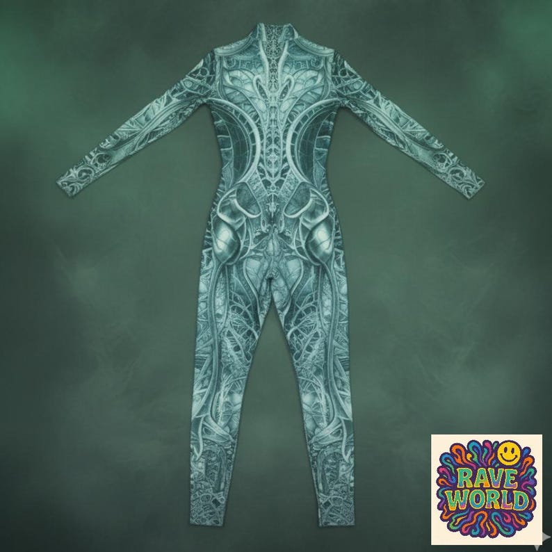 Futuristic Silver Blue Bodysuit for Women – Metallic Cyber Jumpsuit ...