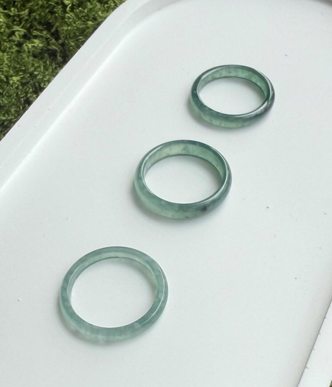 Myanmar Jadeite Ring Set, Snowflake Cotton Jade, Grade A Jade Jewelry ...