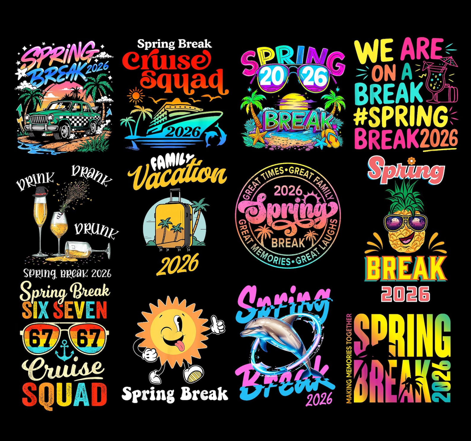 Spring Break 2026 PNG, Family Vacation PNG, Spring Break, Spring ...