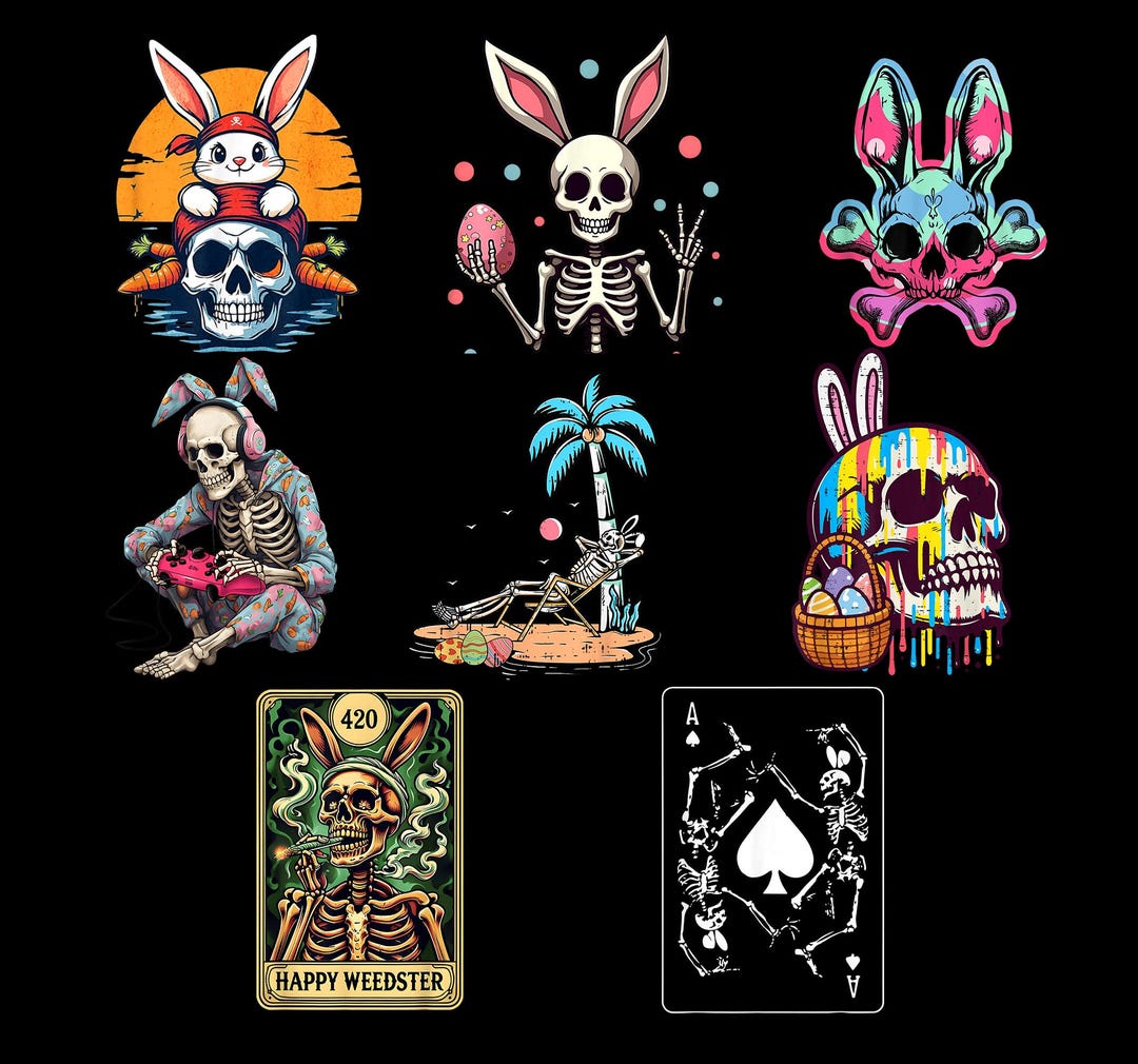 Easter Skeleton Dancing Png, Funny Skeleton Easter, Bunny Ears Skull ...
