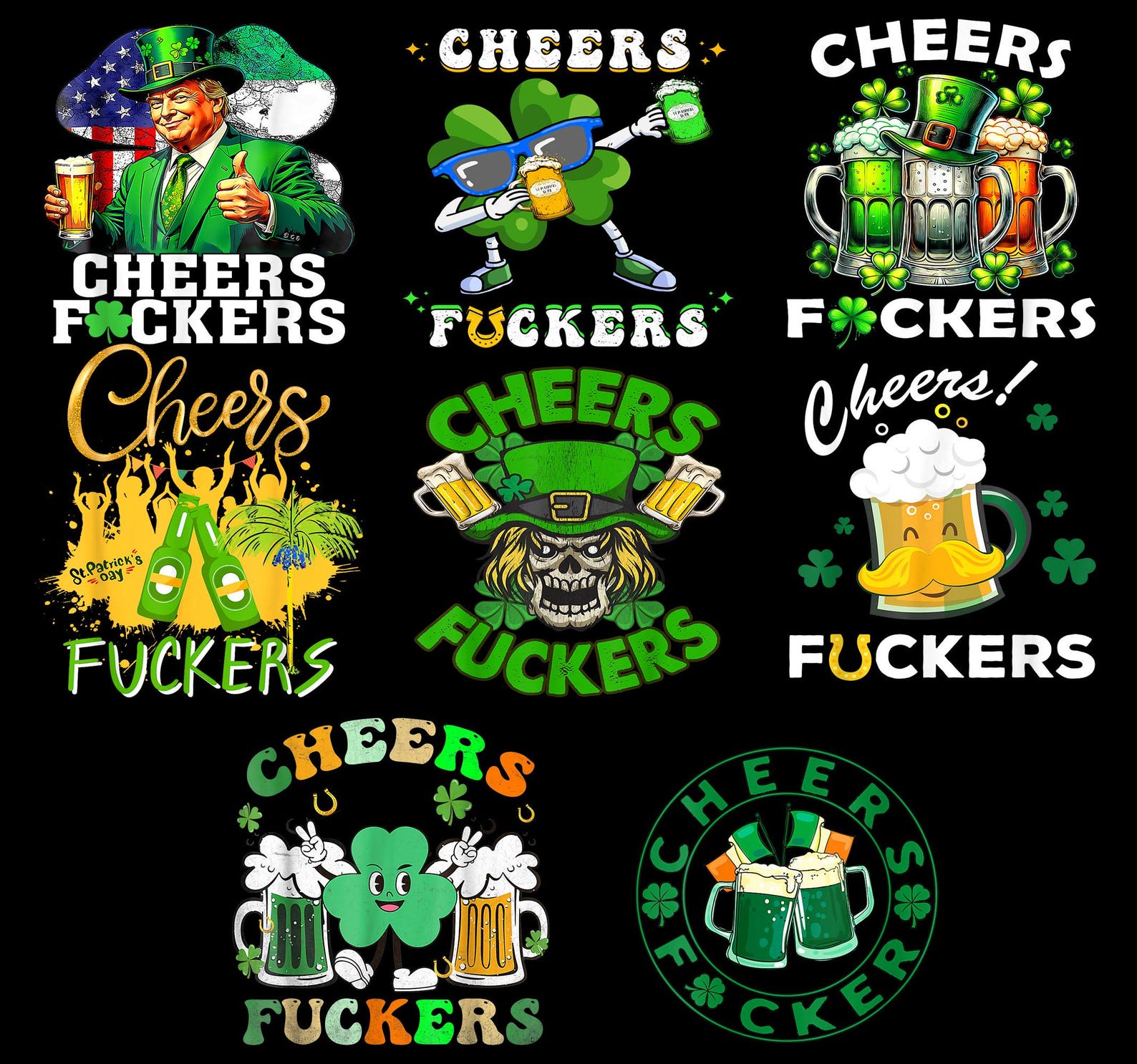 Cheers St Patrick’s Day PNG, Funny Beer Shirt Design, Shamrock Drinking ...