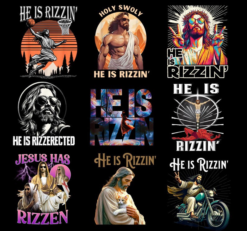 He is Rizzin PNG Bundle, Funny Jesus PNG, He is Risen Rizz, Christian ...