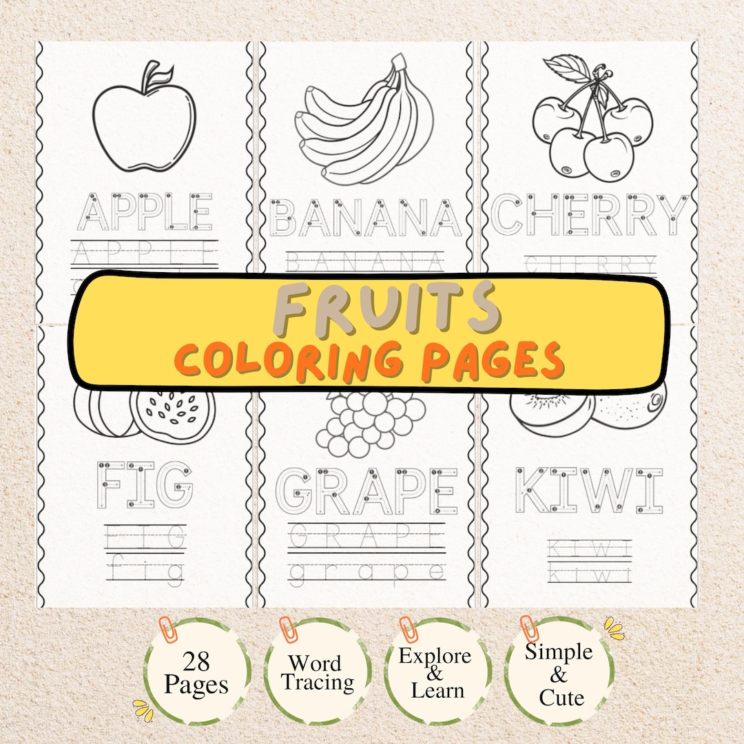 Fruits Coloring Book & Tracing Workbook | Preschool Printable | Kids ...