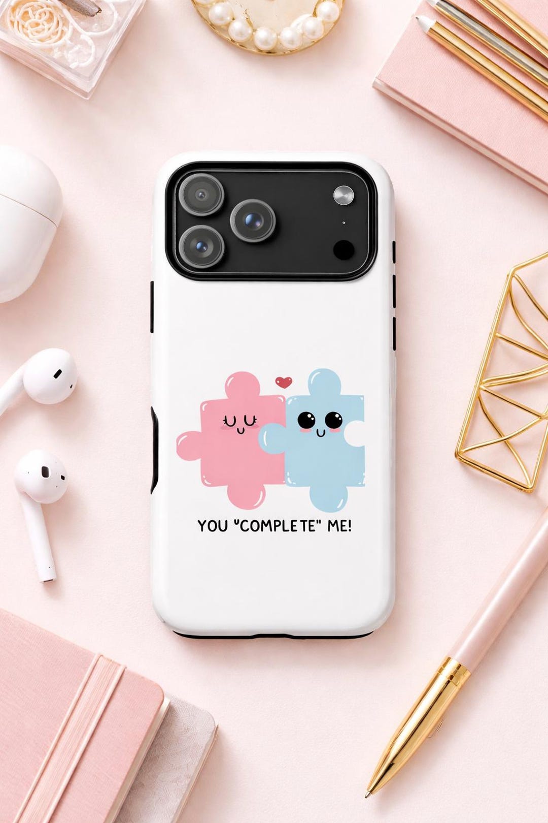 Kawaii Puzzle Pieces You Complete Me Phone Case, Couple Matching Design ...