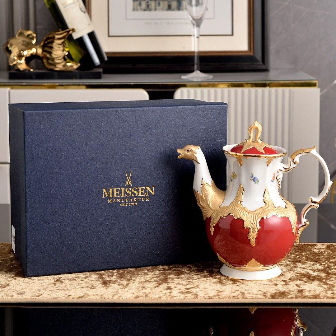 Meissen Style Tea Pot Red Blue Gold - Etsy