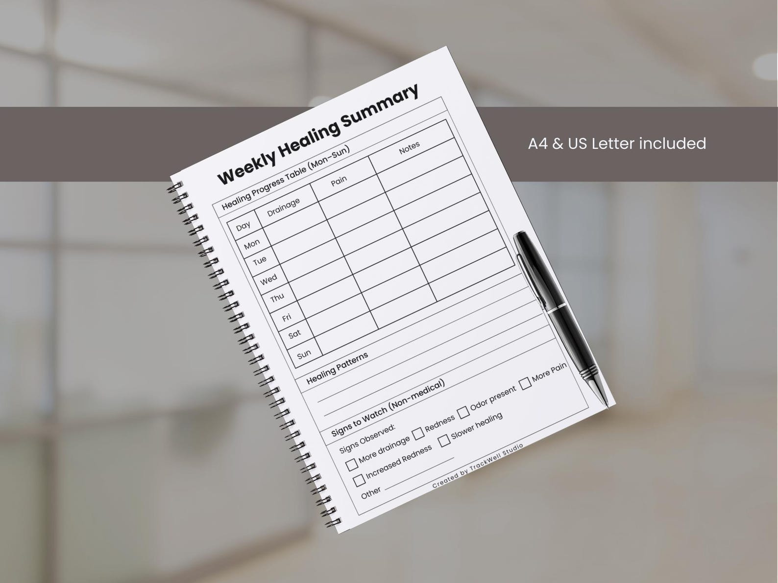 Wound Care & Healing Tracker | Fillable, Printable PDF | Daily Wound ...