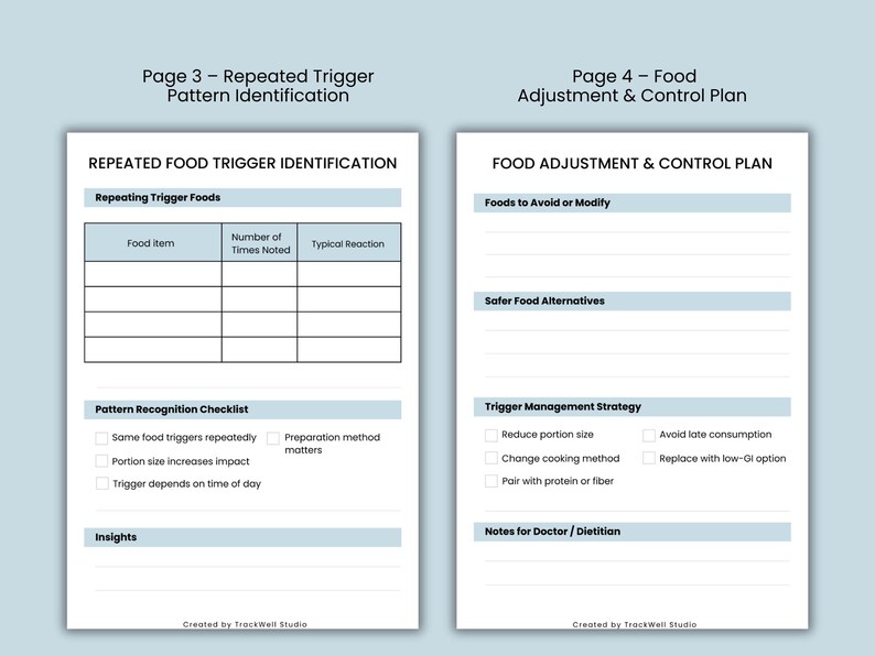 Digital Food Trigger Log for Diabetes Management | Blood Sugar Reaction ...