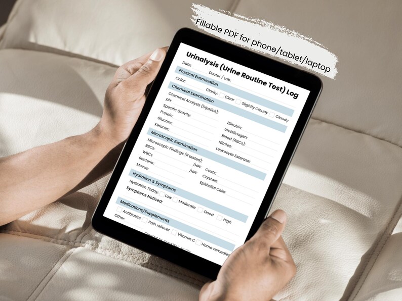 Urinalysis Tracker | Urine Test Log & Summary | Fillable-printable PDF ...