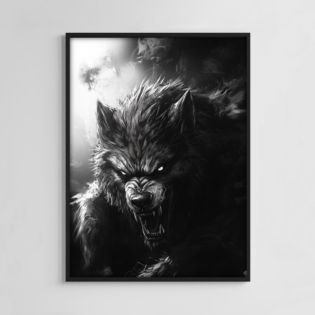Werewolf Gaming Poster, Digital Download Dark Fantasy Wall Art, Wolf ...