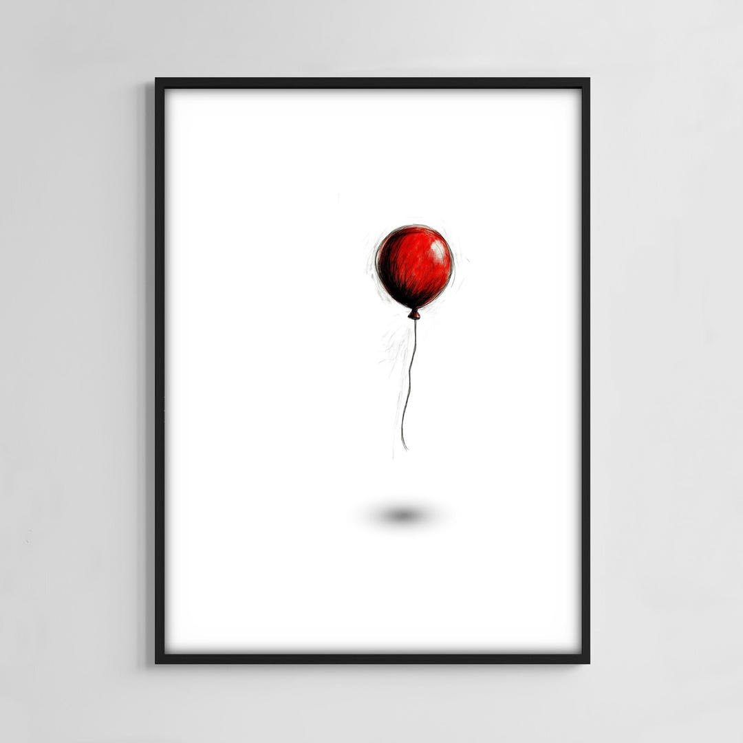 Horror Red Balloon Poster Digital Print, Horror Art, Horror Movie ...