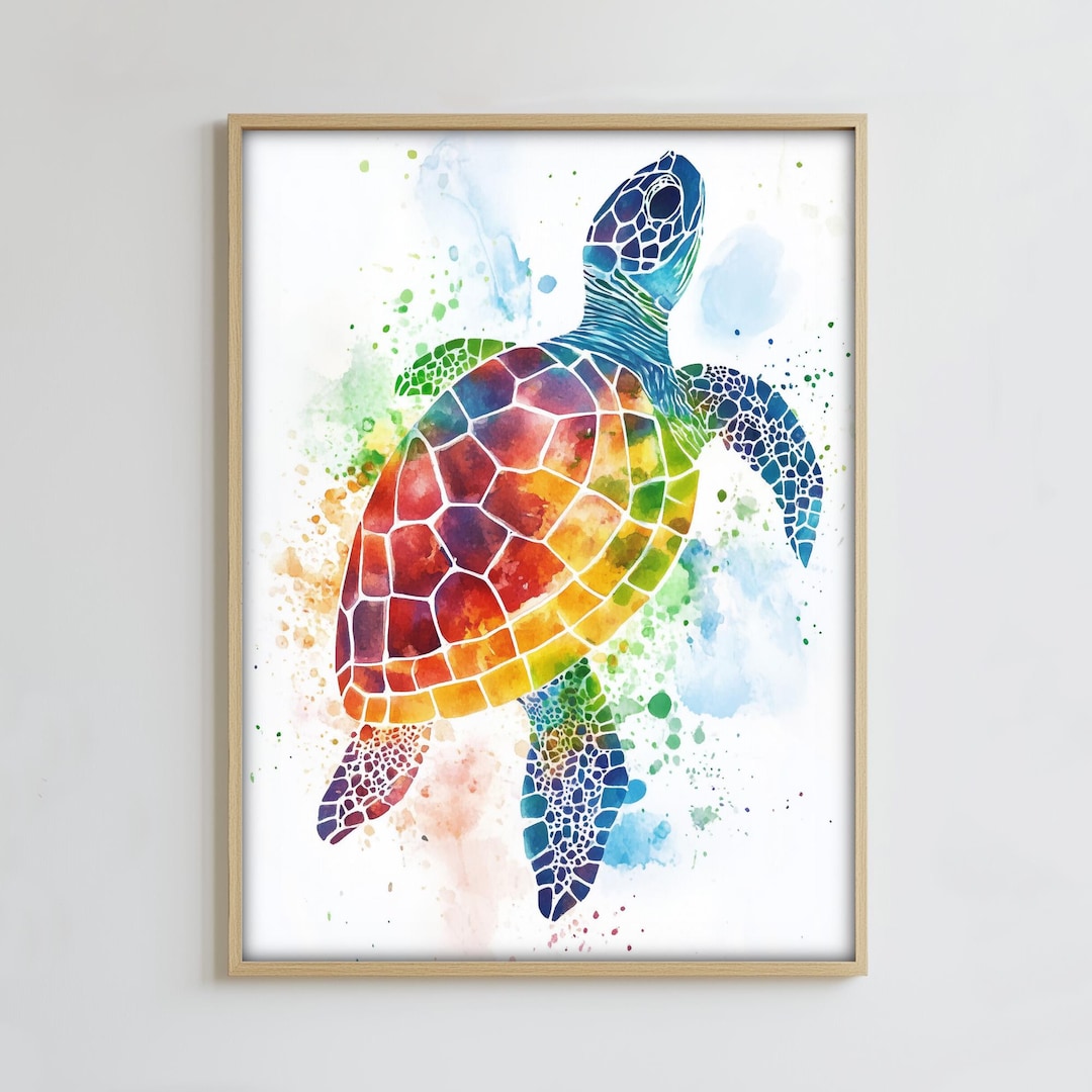Watercolor Sea Turtle Wall Art Print, Ocean Animal Digital Download ...