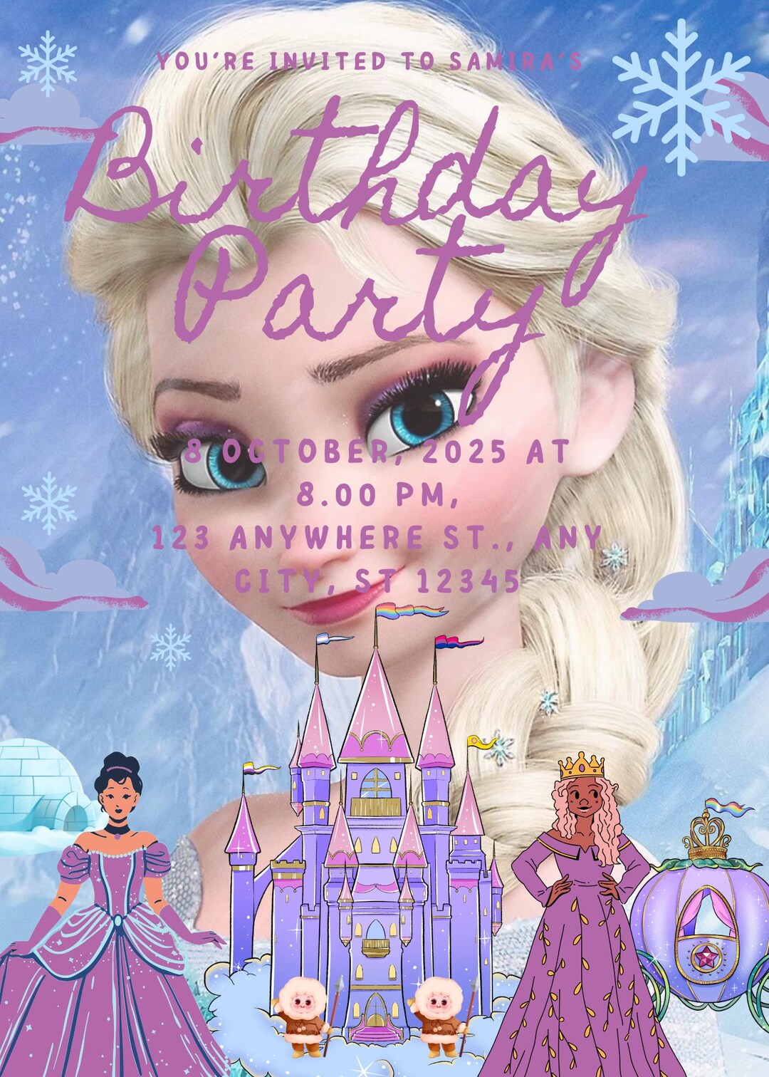 Disney Princess Elsa Birthday Invitation - Etsy