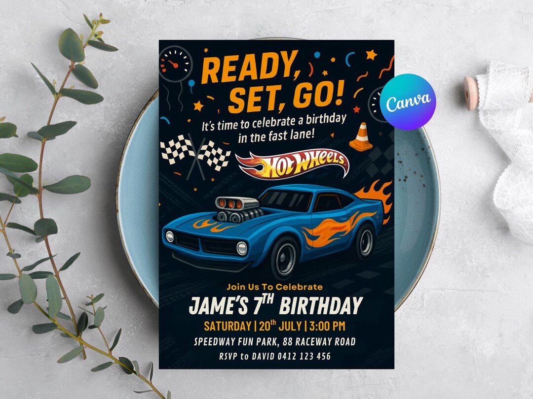 Hot Wheels Birthday Invitation | Editable Digital Download | Race Car ...