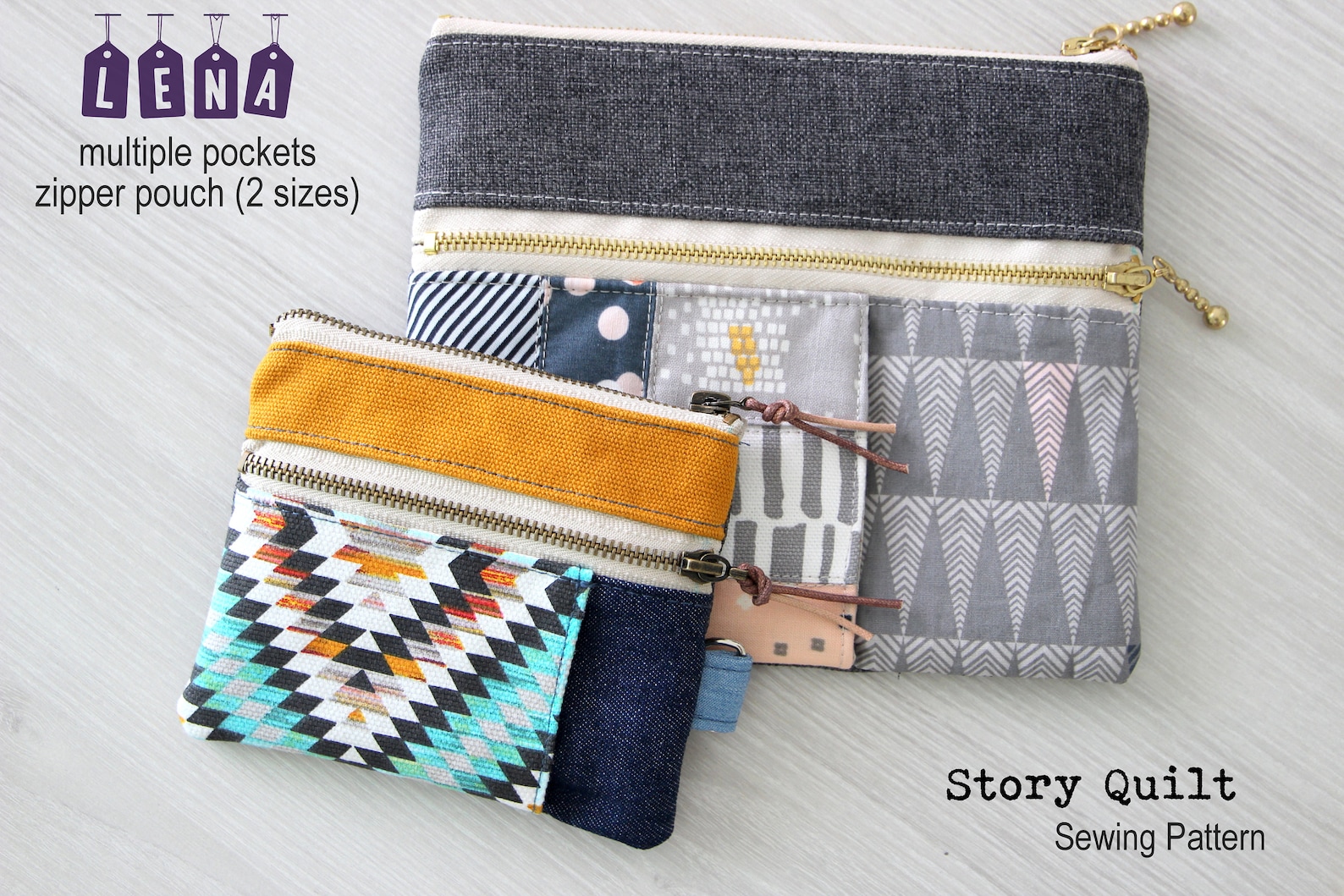 2 Sizes Quick and Easy Double Zip Pouch PDF Sewing Pattern - Etsy