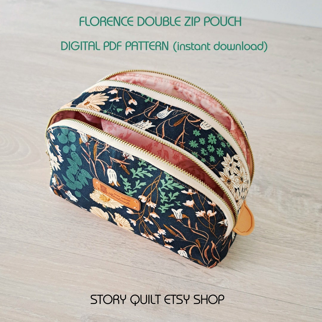 Instant Download, Digital PDF, Double Zip Pouch Pattern, Sewing Pattern, Double Zipper Pouch ...