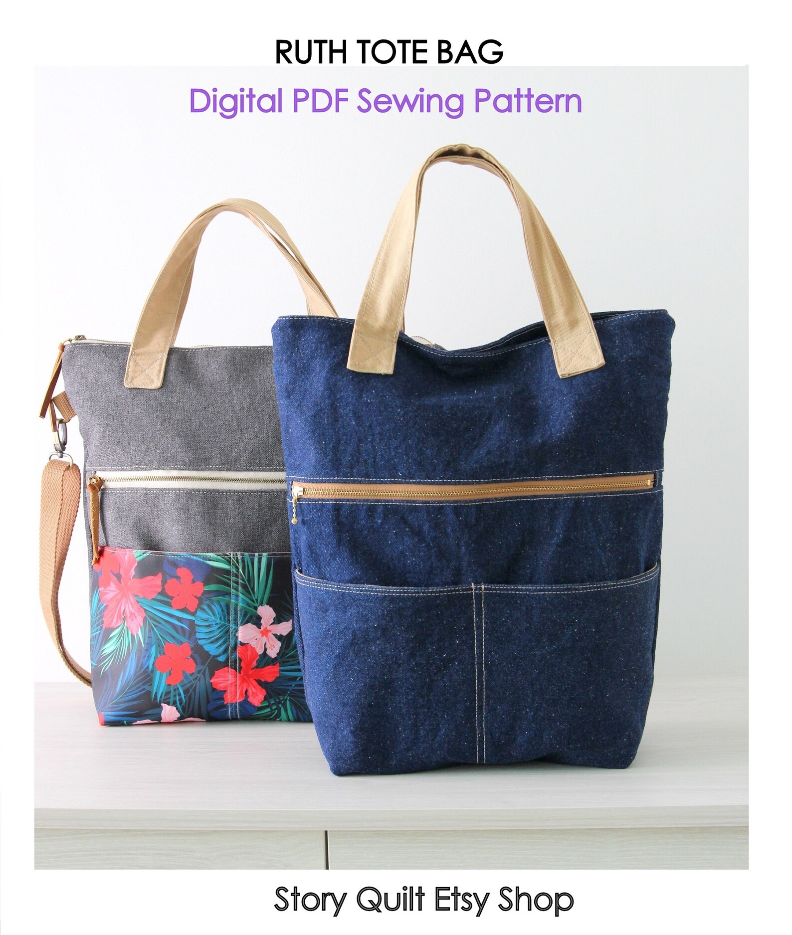 Tote Bag Pattern Sewing Pattern Shopping Bag Pattern - Etsy Canada