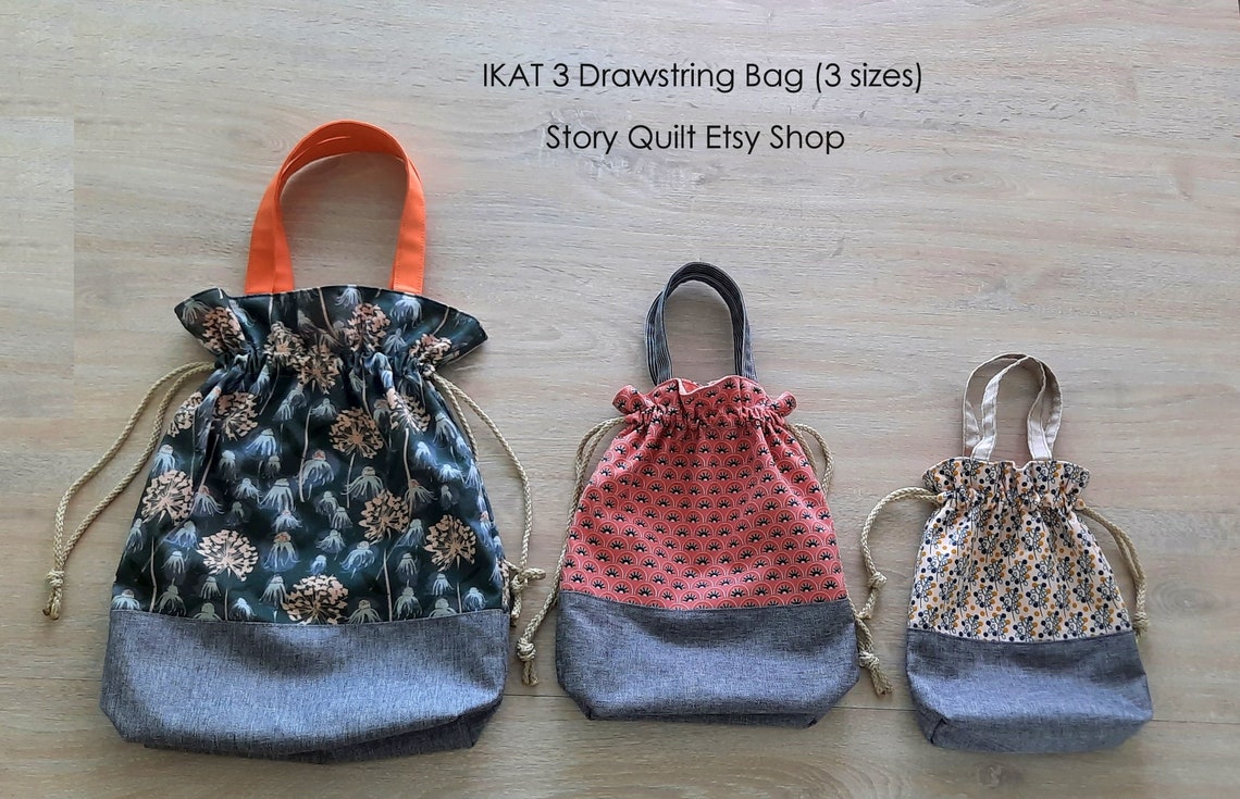 Drawstring Bag 3 Sizes PDF Sewing Pattern Sewing Tutorial - Etsy