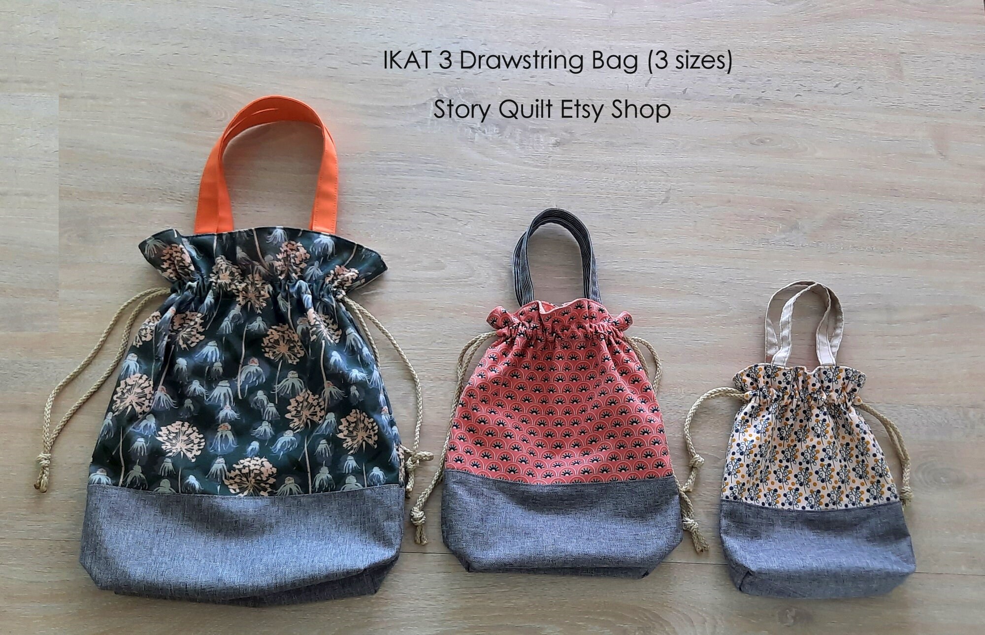 Drawstring Bag 3 Sizes PDF Sewing Pattern Sewing Tutorial - Etsy