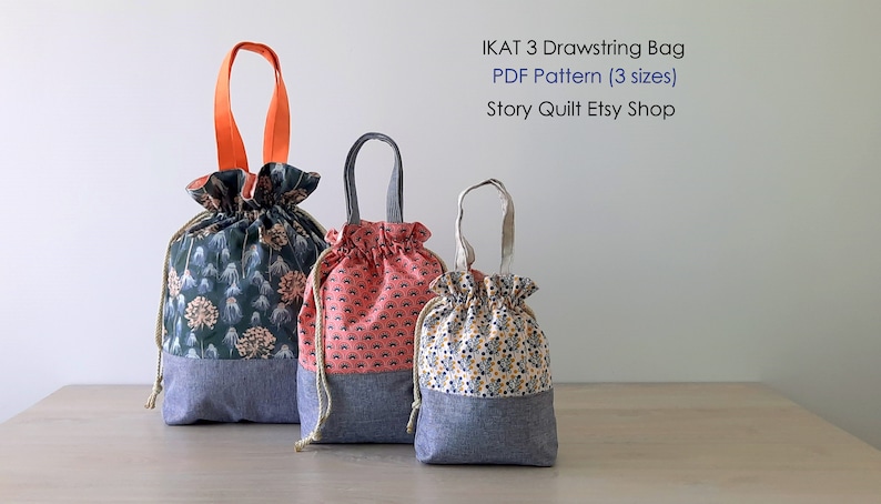 Drawstring Bag 3 Sizes PDF Sewing Pattern Sewing Tutorial - Etsy