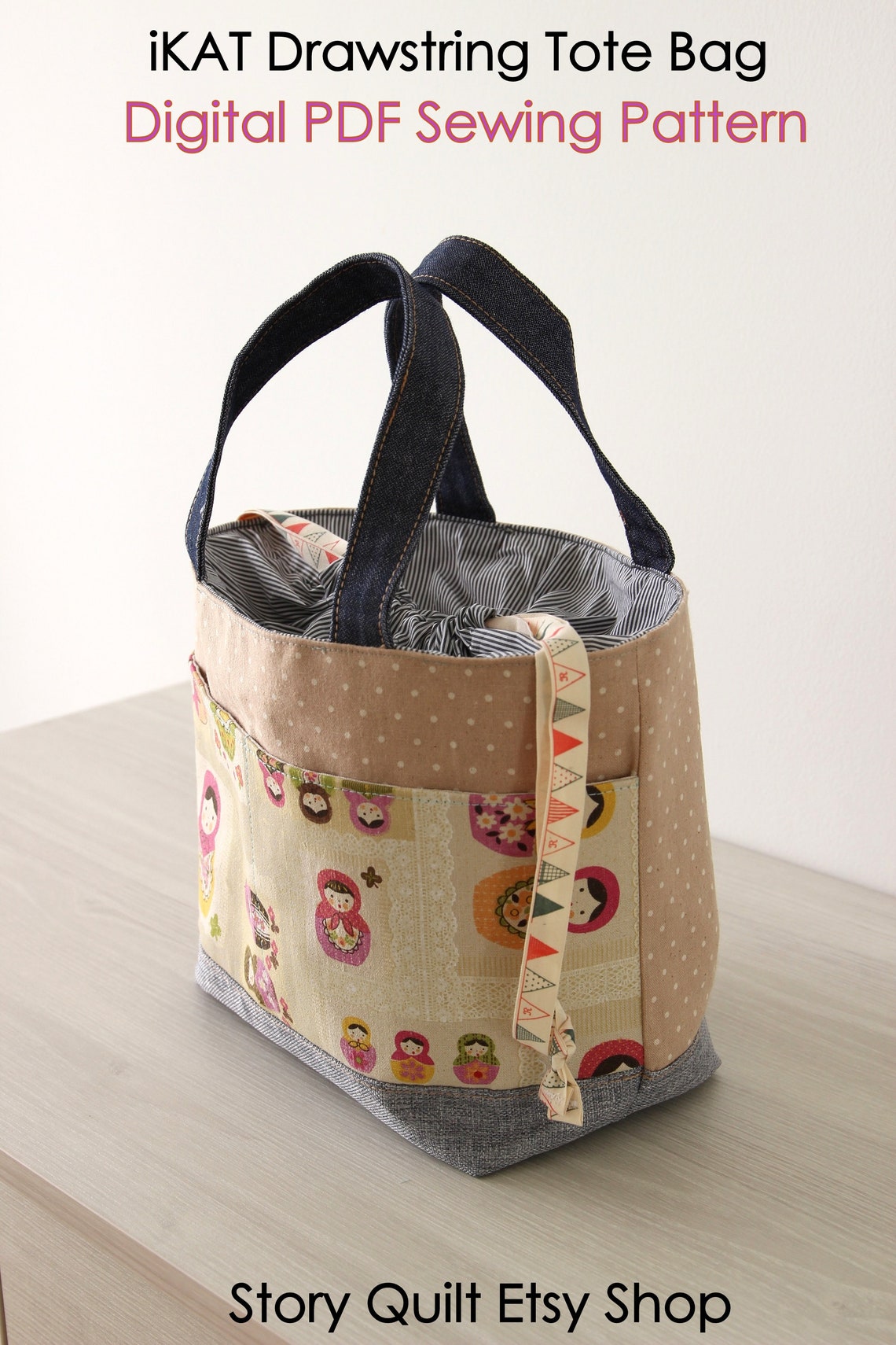 Drawstring Bag PDF Sewing Pattern / Sewing Tutorial / Knitting - Etsy
