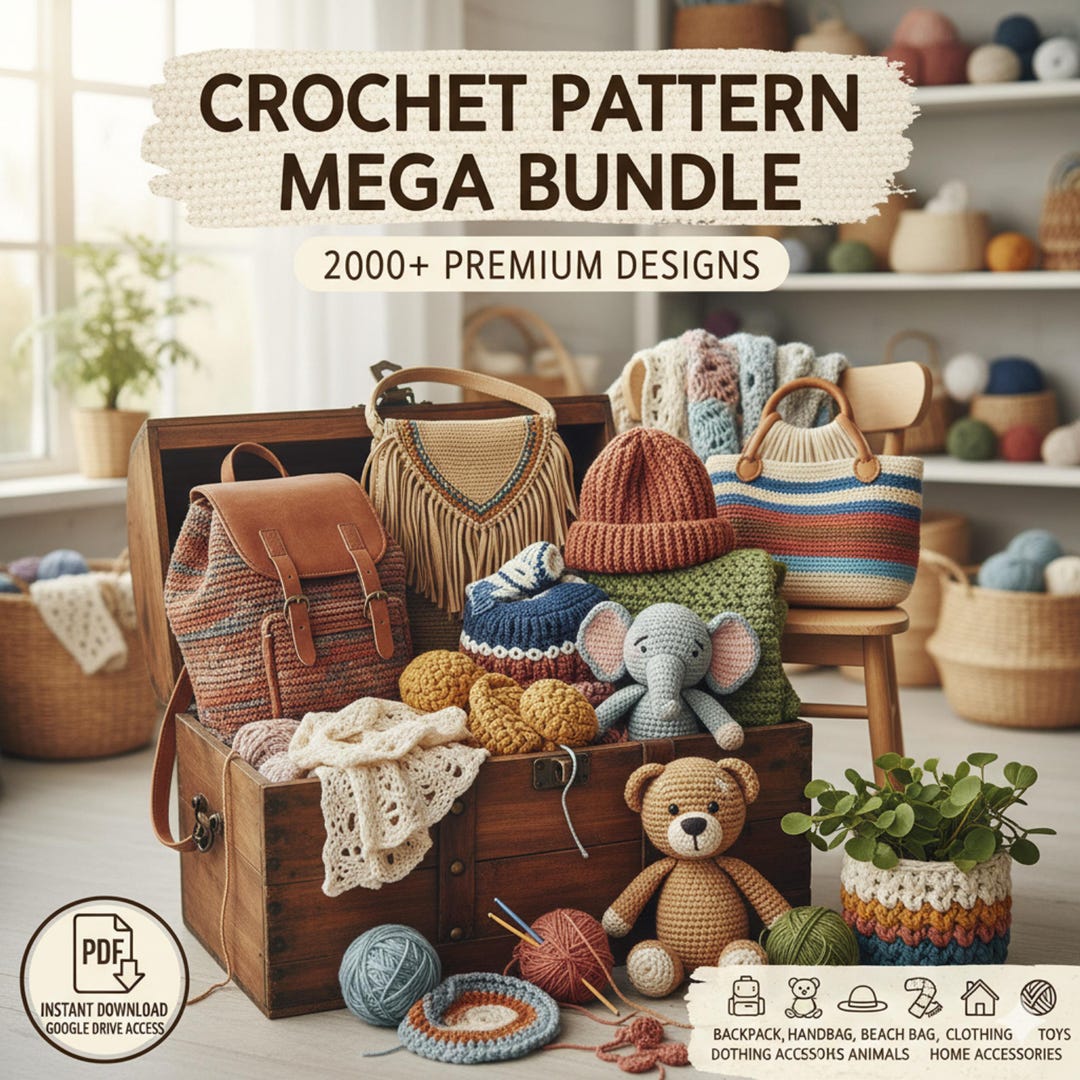 2000+ Amigurumi & Crochet Pattern MEGA BUNDLE - Toys, Dolls, Bags, Home ...
