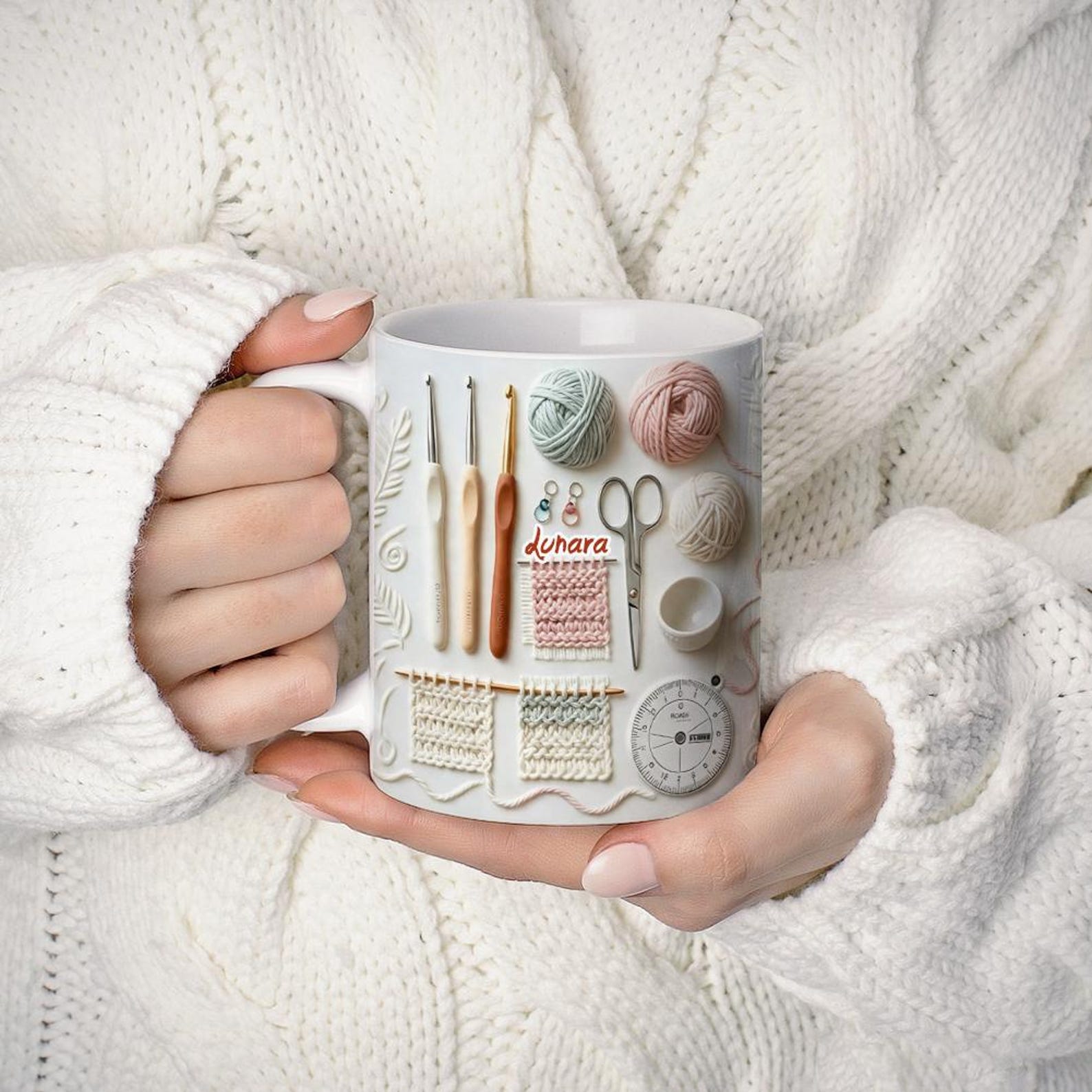 Personalized Love Crocheting Accent Mug, Yarn Craft Coffee Mug, Custom ...