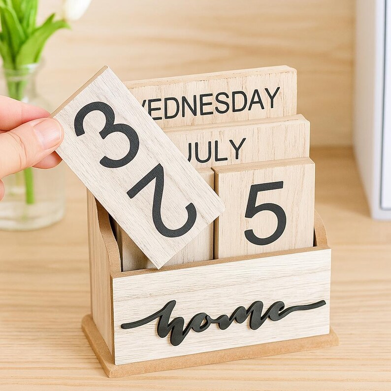 Handmade Wooden Perpetual Desk Calendar: Rustic Home Decor - Etsy