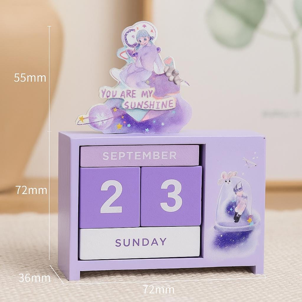 Handmade Wooden Desktop Calendar Pen Holder | Cute Healing Series ...