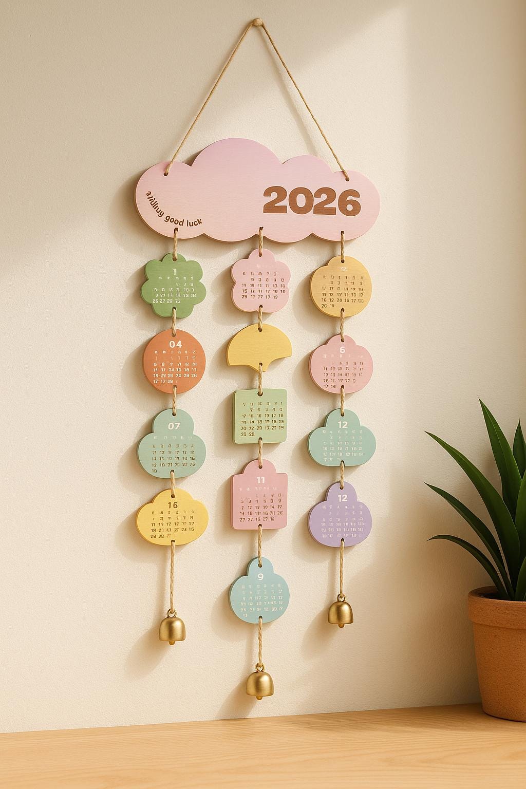 Handmade Cloud 2026 Hanging Calendar: Colorful Whimsical Wall Art - Etsy