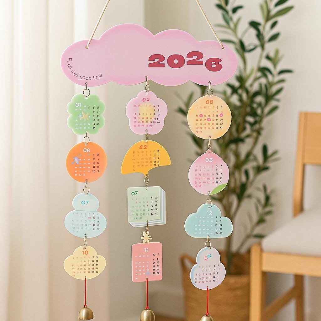 Handmade Cloud 2026 Hanging Calendar: Colorful Whimsical Wall Art - Etsy