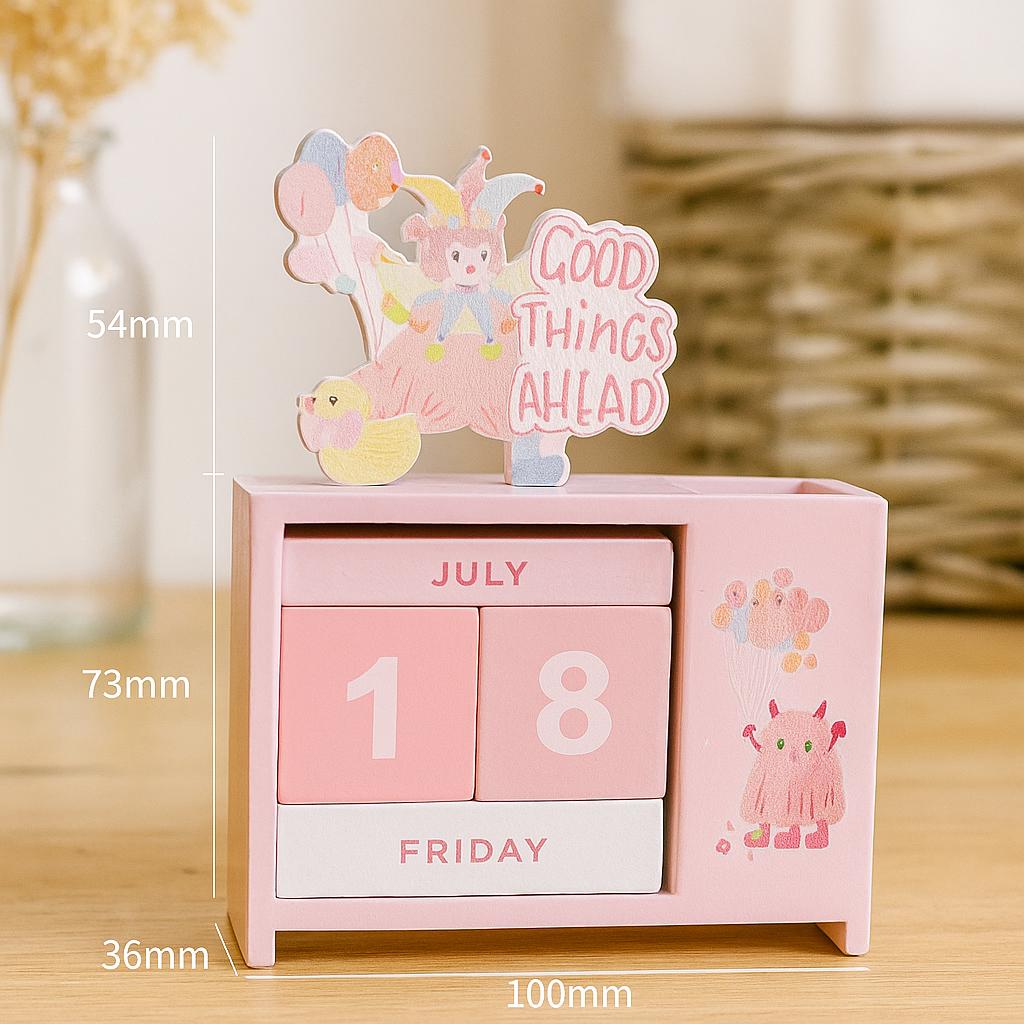 Handmade Wooden Desktop Calendar Pen Holder | Cute Healing Series ...