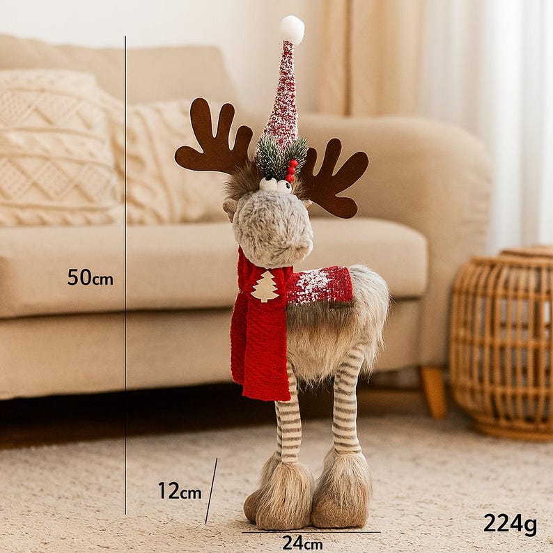 Handmade Plush Christmas Reindeer Figurines - Festive Home & Tree Decor ...